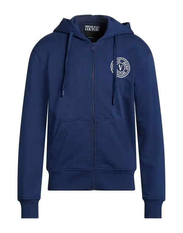 Versace Cotton Terry Zip-up Hoodie - Navy