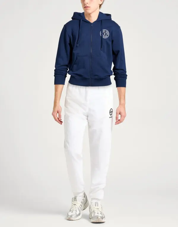Versace Cotton Terry Zip-up Hoodie - Navy