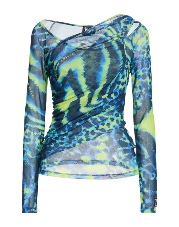 Versace Long Sleeve Tulle Animal Print Top