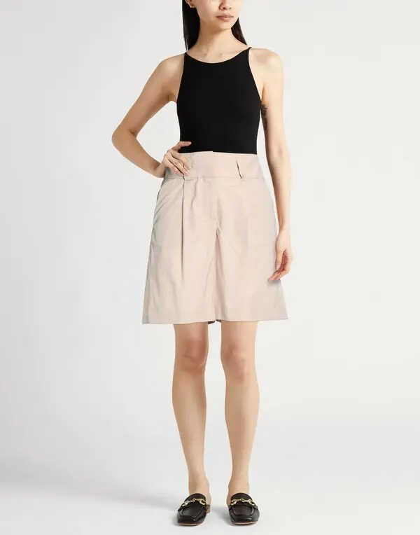 Peserico Solid High-waisted Shorts - Beige