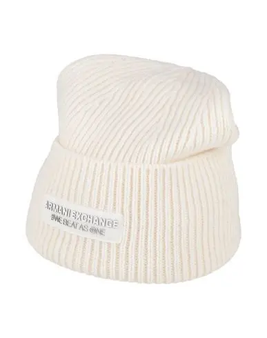 Armani Exchange Wool Blend Beanie - White