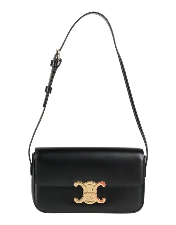 Celine Leather Flap Bag - Black