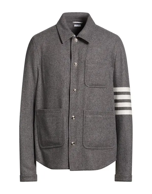 Thom Browne Wool And Cashmere Blend Overshirt - Grey