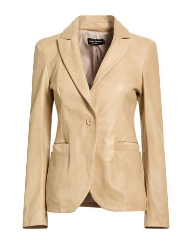 STREET LEATHERS Leather Single-breasted Blazer - Beige