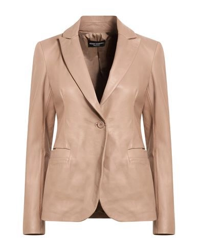 STREET LEATHERS Leather Single-breasted Blazer - Beige