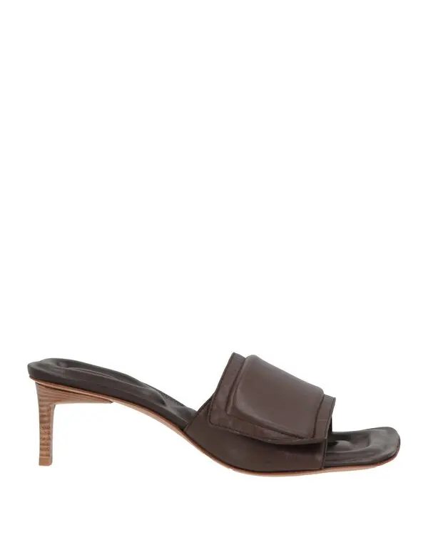 Jacquemus Chocolate Leather Slide Sandals With Spike Heel