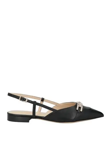 BALDININI Leather Slingback Ballet Flats - Black