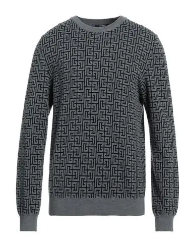 Balmain Sweater In Merino Wool, Linen, And Polyamide - Grey