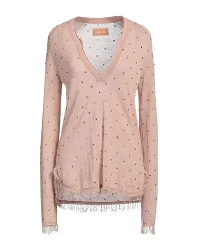 Zadig&Voltaire Sweater In Cashmere With Crystals And Fringe - Light Brown