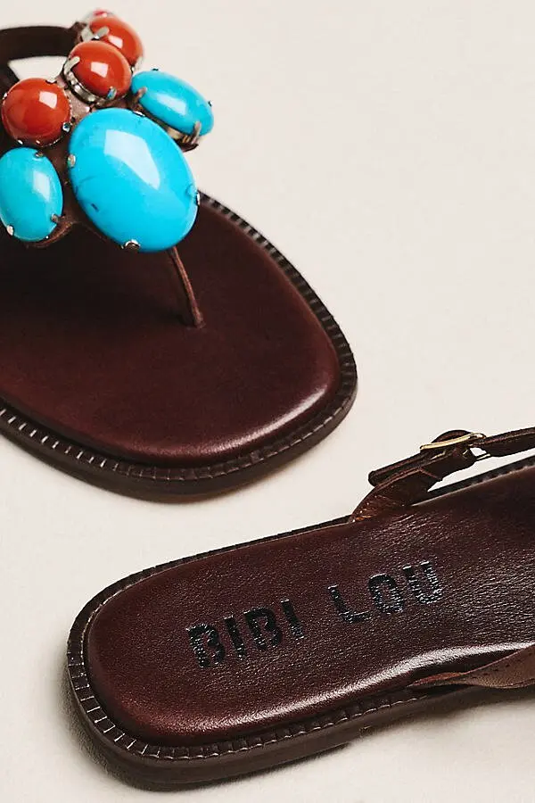 BIBI LOU Fira Stone Embellished Flip-flop Sandals