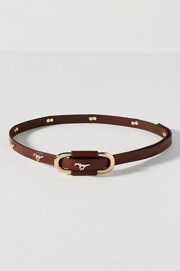 Anthropologie Blake Icon Skinny Belt - Brown Pattern