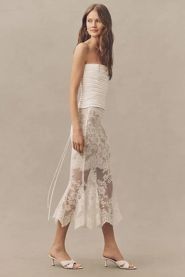 V. CHAPMAN Phoebe Strapless Top And Lace Midi Skirt Set