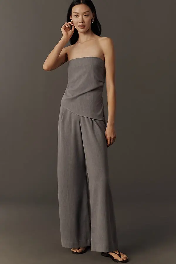 SELF CONTRAST Strapless Jumpsuit - Grey/pink Pinstripe