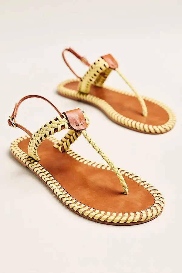 CECILIA NEW YORK Firenze Thong Sandals - Yellow/tan