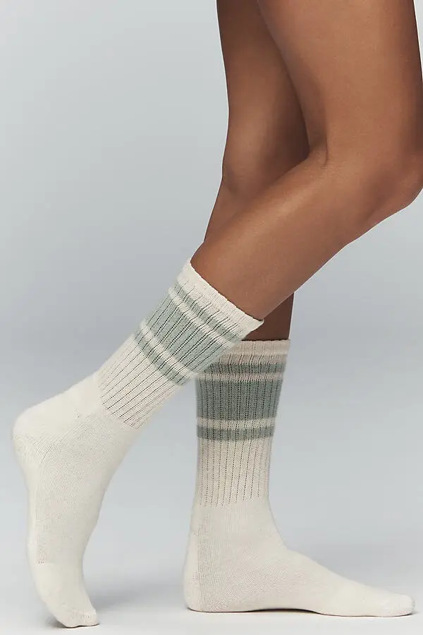 AMERICAN TRENCH Striped Crew Socks - Sage