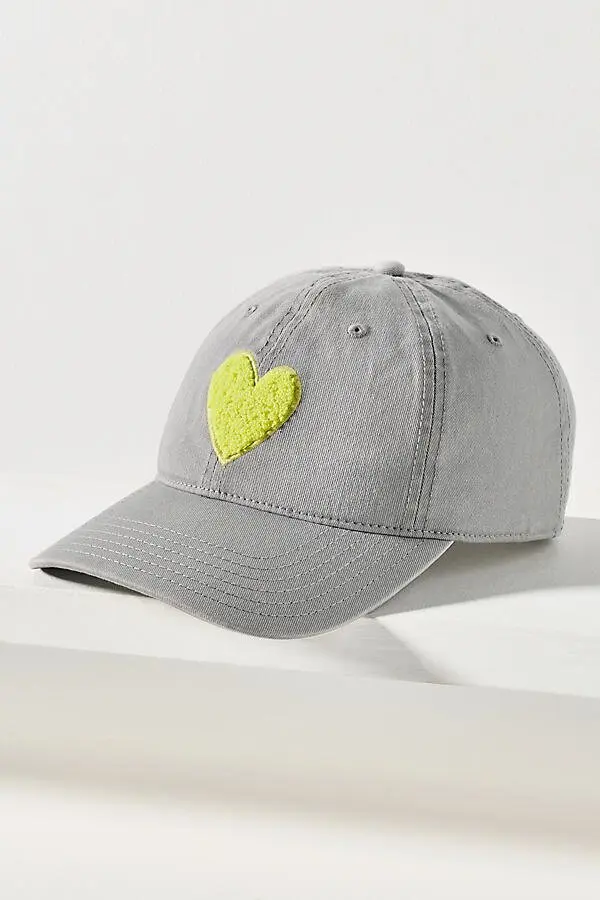 KERRI ROSENTHAL Imperfect Heart Baseball Cap - Sea Salt/citron