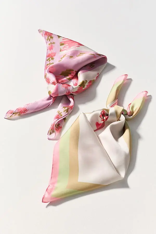 Anthropologie Fleur Hair Scarves, Set Of 2 - Pink