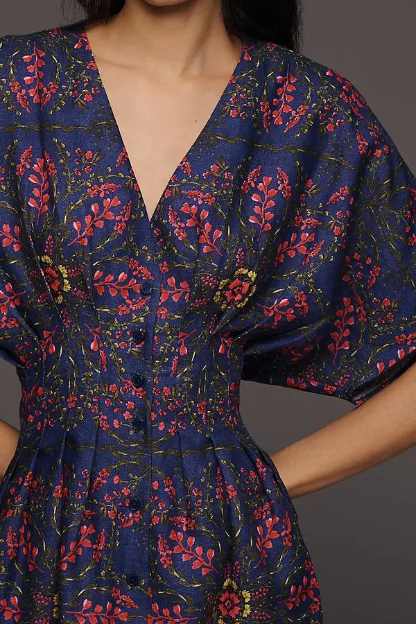 EXQUISE Tobie Linen Mini Shirt Dress - Navy
