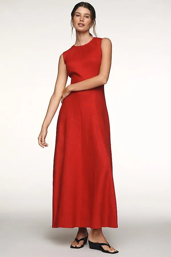 REFORMATION Cecilia Linen Maxi Dress - Lipstick