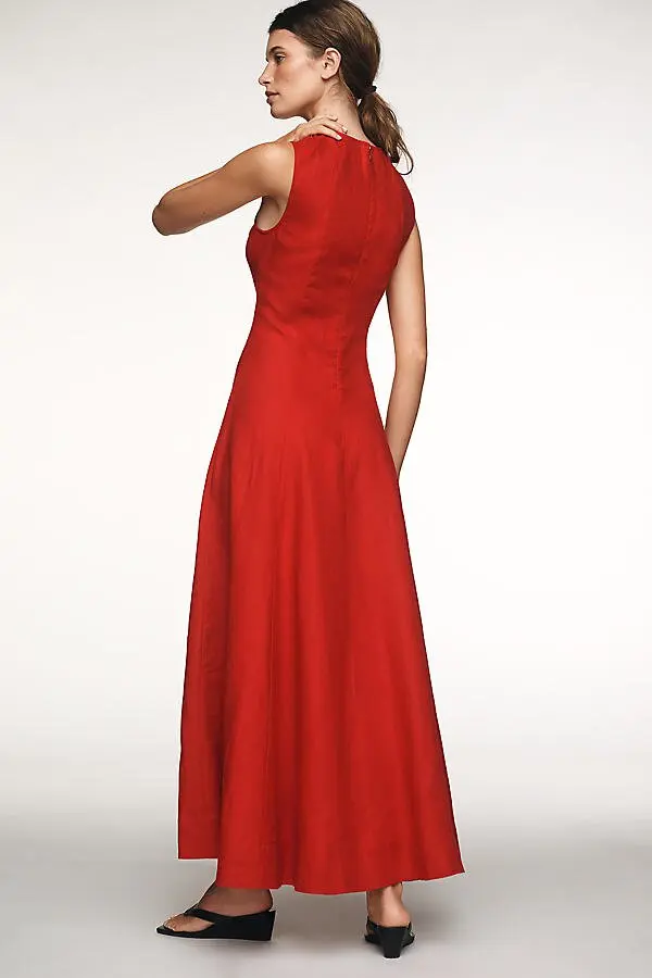 REFORMATION Cecilia Linen Maxi Dress - Lipstick