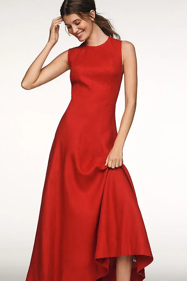 ruched dress sleeves Ruched Mesh Midi Dress