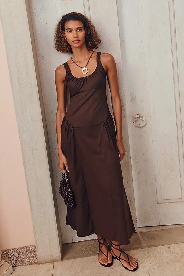 Faithfull The Brand Marcella Sleeveless Midi Dress - Espresso | Editorialist