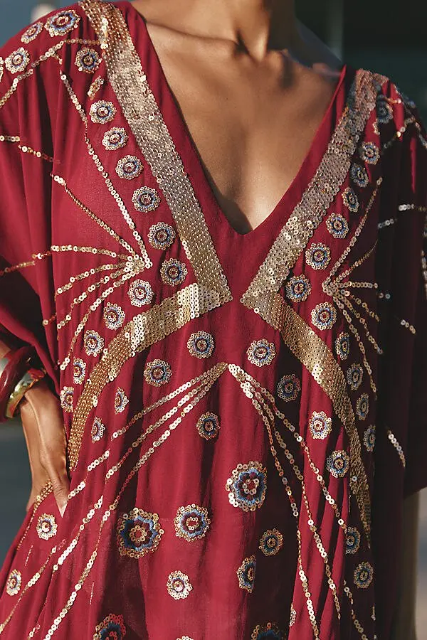 Agua Bendita Embellished Tunic Dress