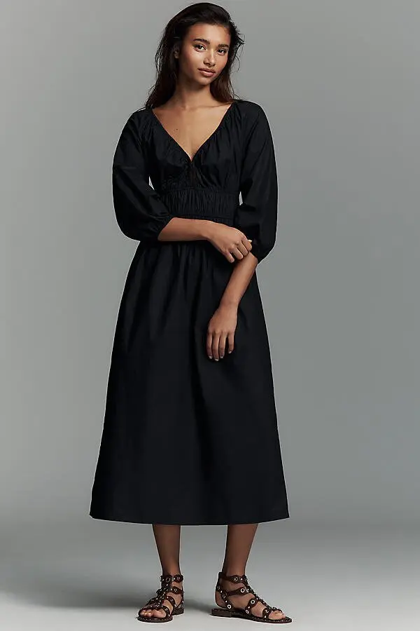 Rails Paio Cotton V-neck Midi Dress