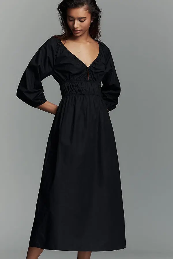 Rails Paio Cotton V-neck Midi Dress