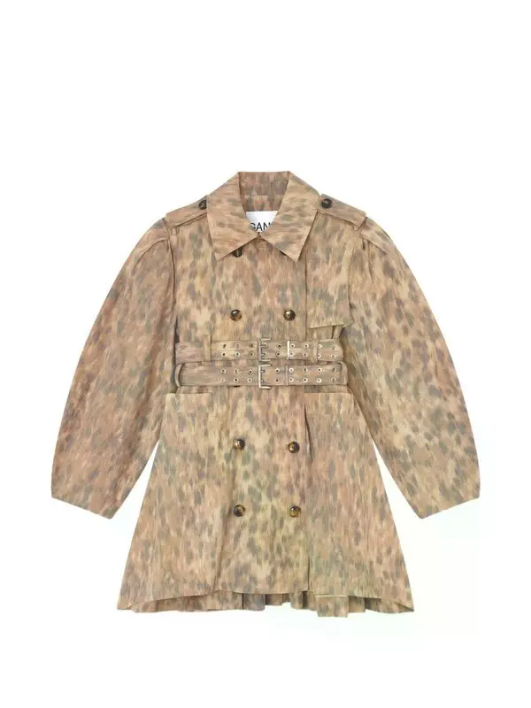 GANNI Printed Cotton Trench Coat