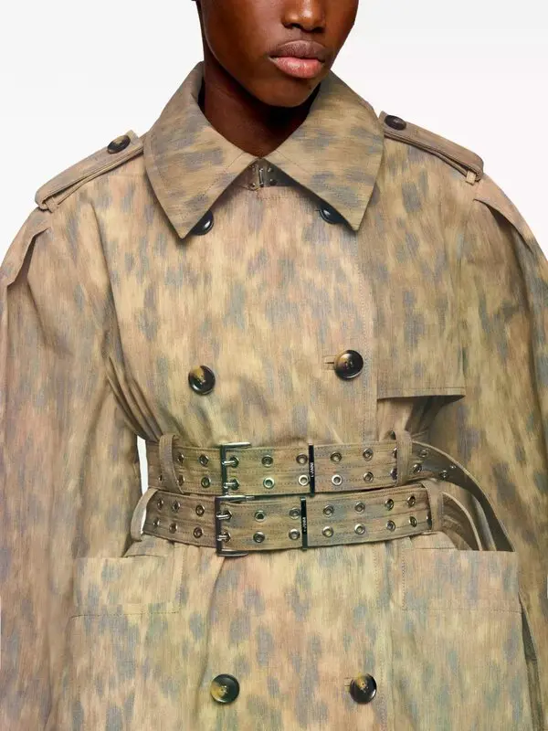 GANNI Printed Cotton Trench Coat