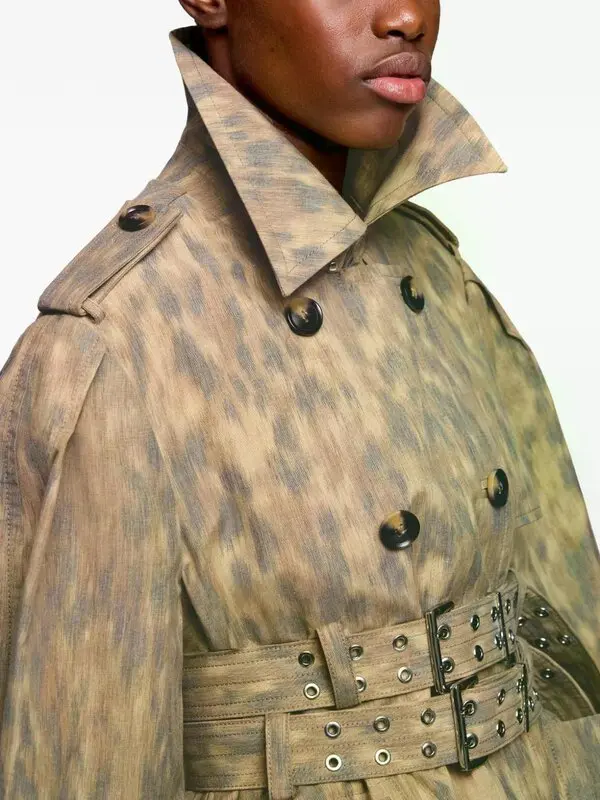 GANNI Printed Cotton Trench Coat
