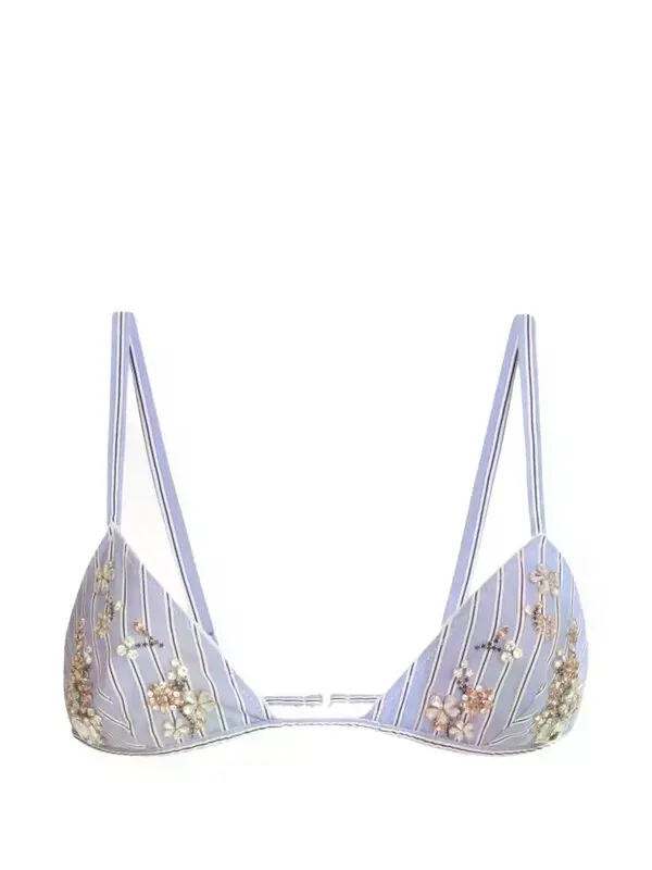 Dolce & Gabbana Striped Poplin Bra With Embroidery - Blue
