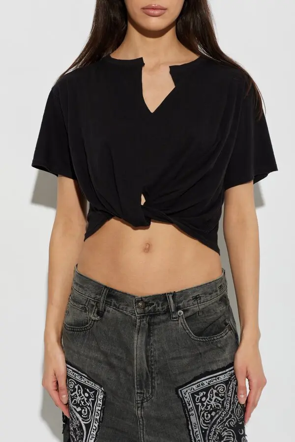 R13 Ruched Cotton-cashmere Top