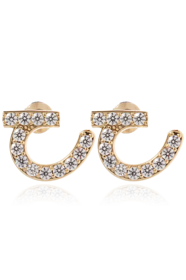 FERRAGAMO Earrings With Shimmering Crystals - Gold