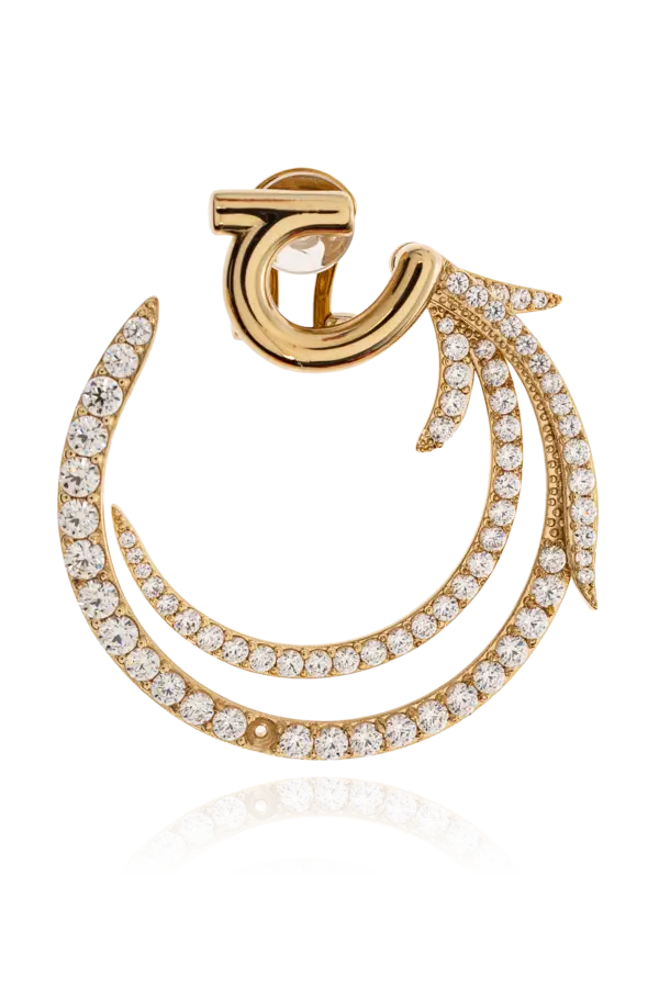 FERRAGAMO Round Clip-on Earrings With Crystals