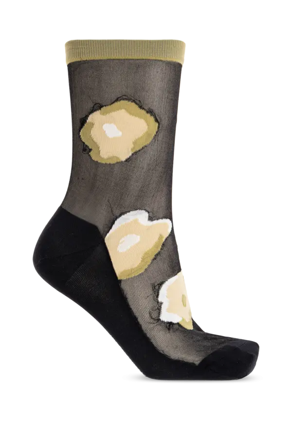 Issey Miyake Mesh Socks With Appliqué Detail - Black