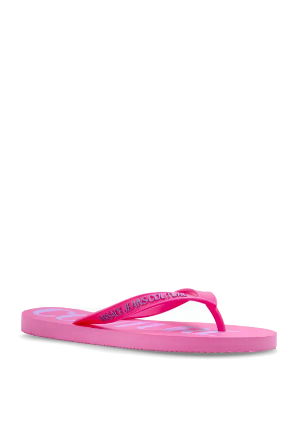 Versace Rubber Flip-flops With Logo - Pink