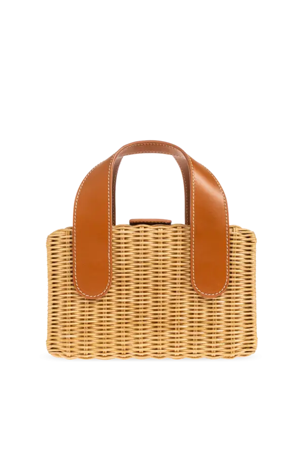 Rodo Handbag With Woven Raffia And Leather Handles - Brown
