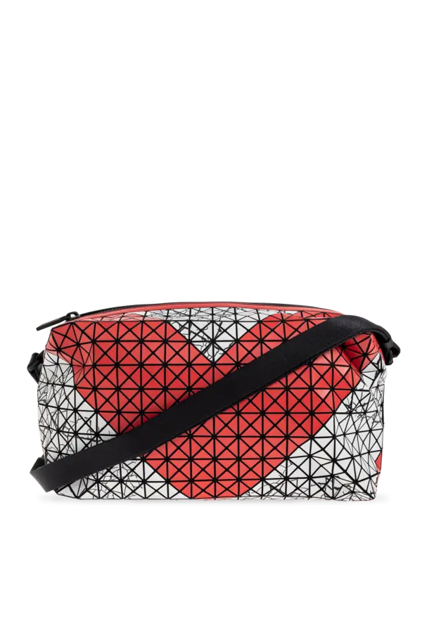 Issey Miyake Geometric Panel Shoulder Bag With Heart Motif - Red