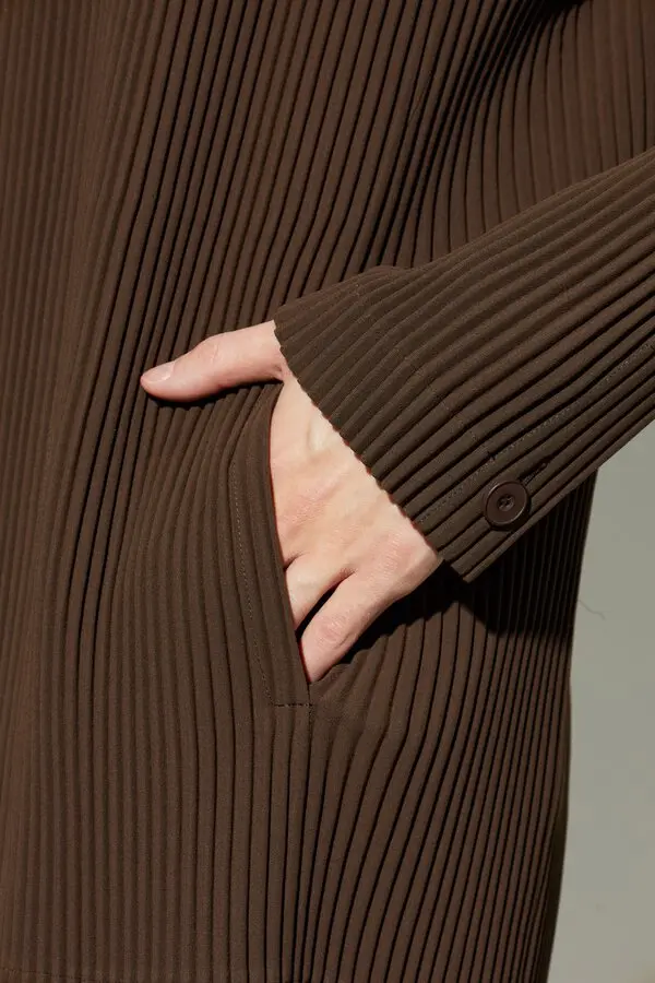 Issey Miyake Pleated Blazer - Brown
