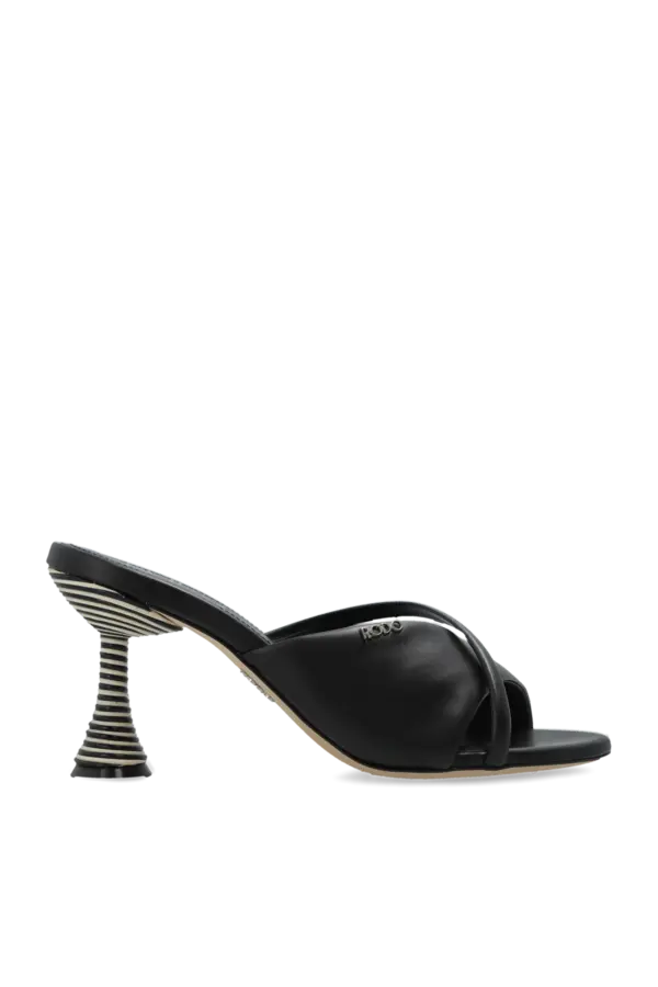 Rodo Leather Heeled Mules - Black