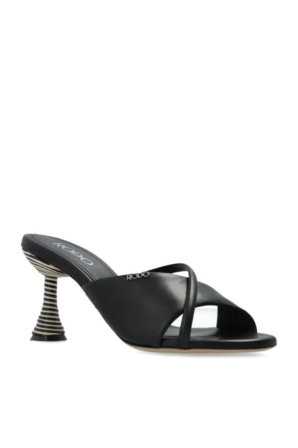 Rodo Leather Heeled Mules - Black