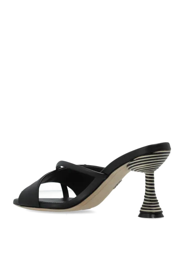 Rodo Leather Heeled Mules - Black