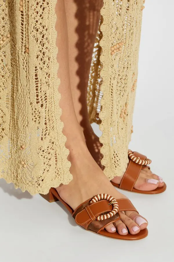 Rodo Leather Slides - Brown
