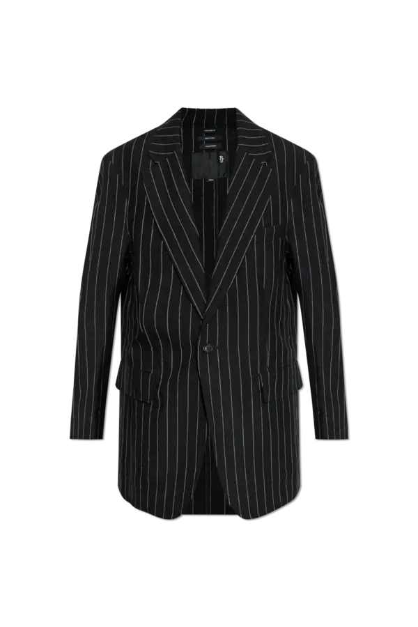 R13 Pinstripe Linen And Wool Blazer - Black