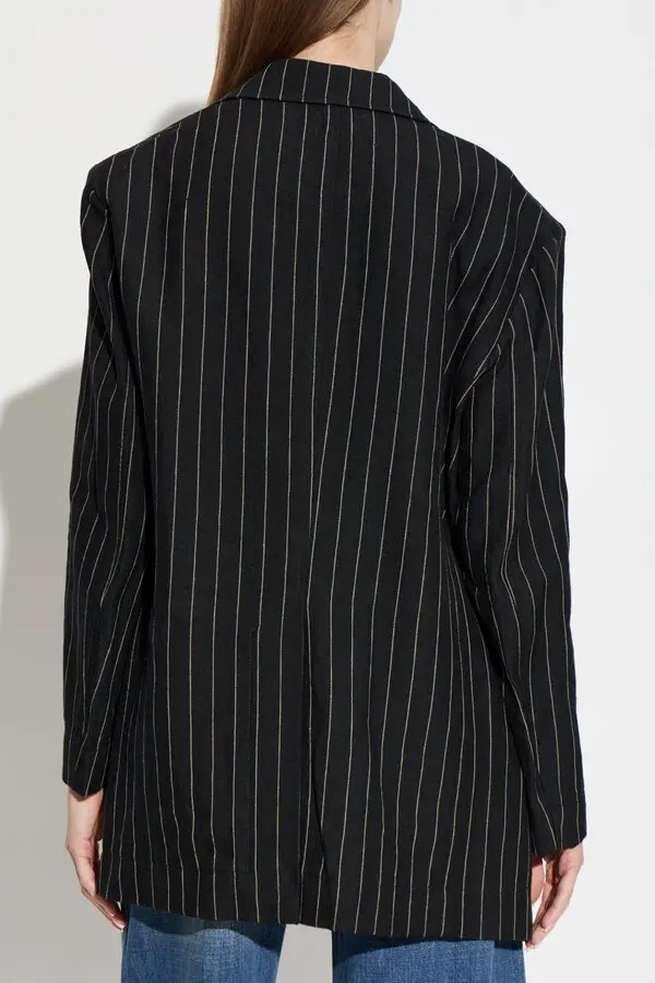 R13 Pinstripe Linen And Wool Blazer - Black