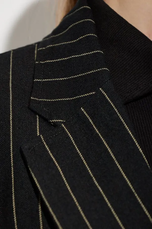R13 Pinstripe Linen And Wool Blazer - Black