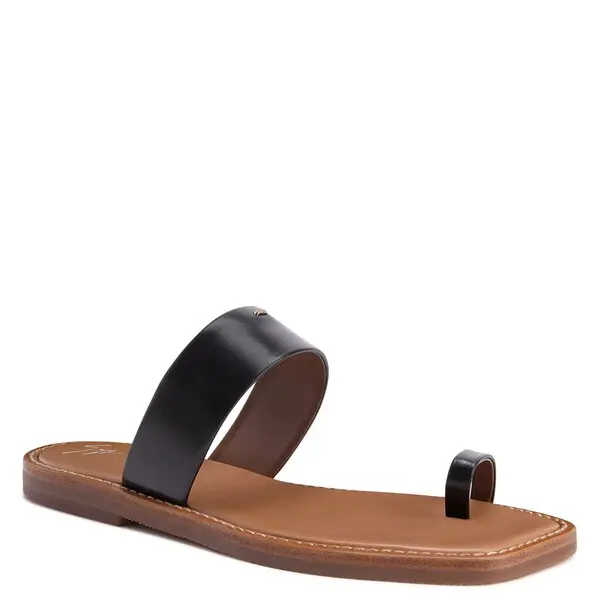 GIUSEPPE ZANOTTI Leather Thong Sandals - Black