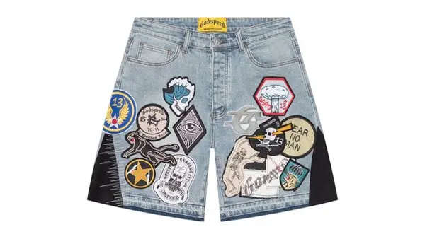 GODSPEED Patchwork Denim Shorts - Blue